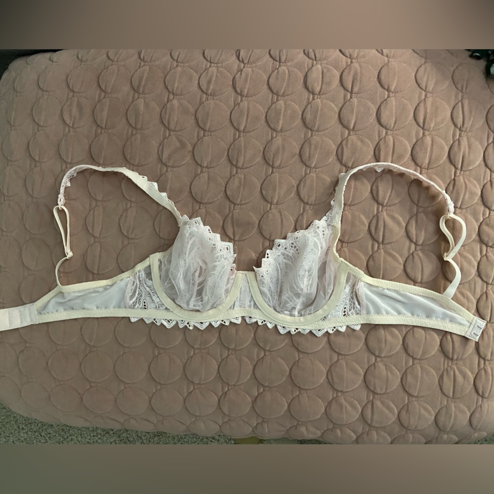 Italian Sheer Pastel Pink Lace Bra - Gem